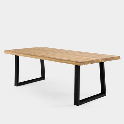 Mesa de Comedor de Madera Maciza de Roble Ondulada, color Natural y Pa
