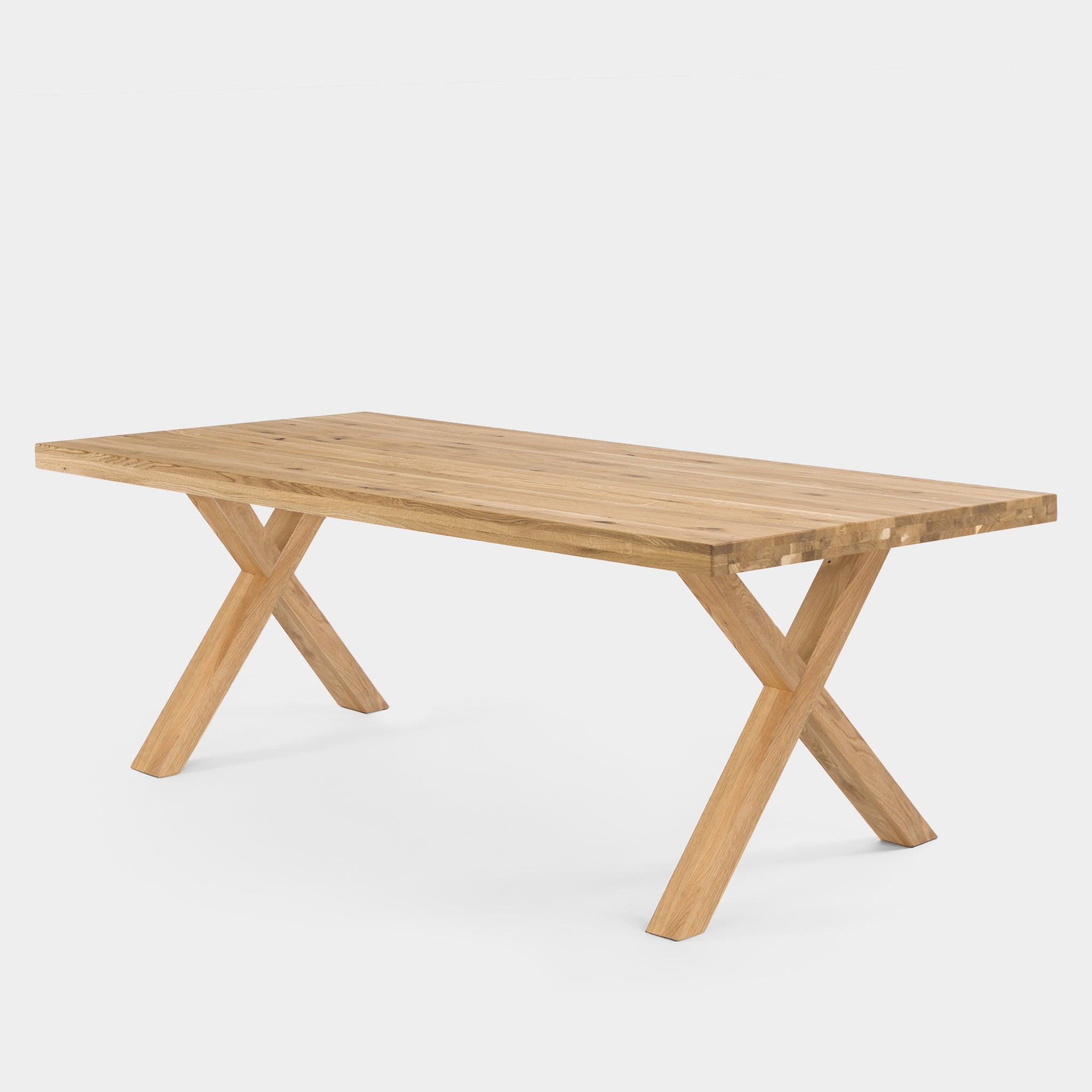 Mesa de Comedor de Roble Macizo Natural | Canto Ondulado | Patas X de ...